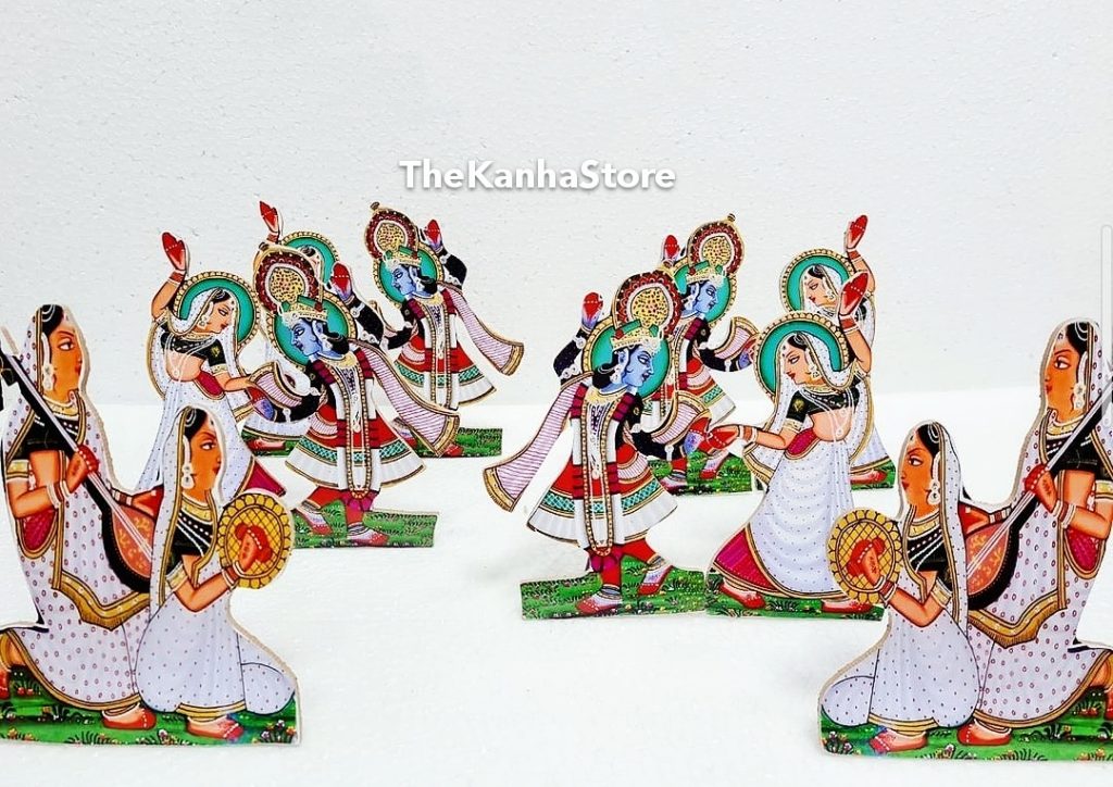 Rasleela Gopi with Krishna RAAS Set –White Color Maharas of Krishna ji