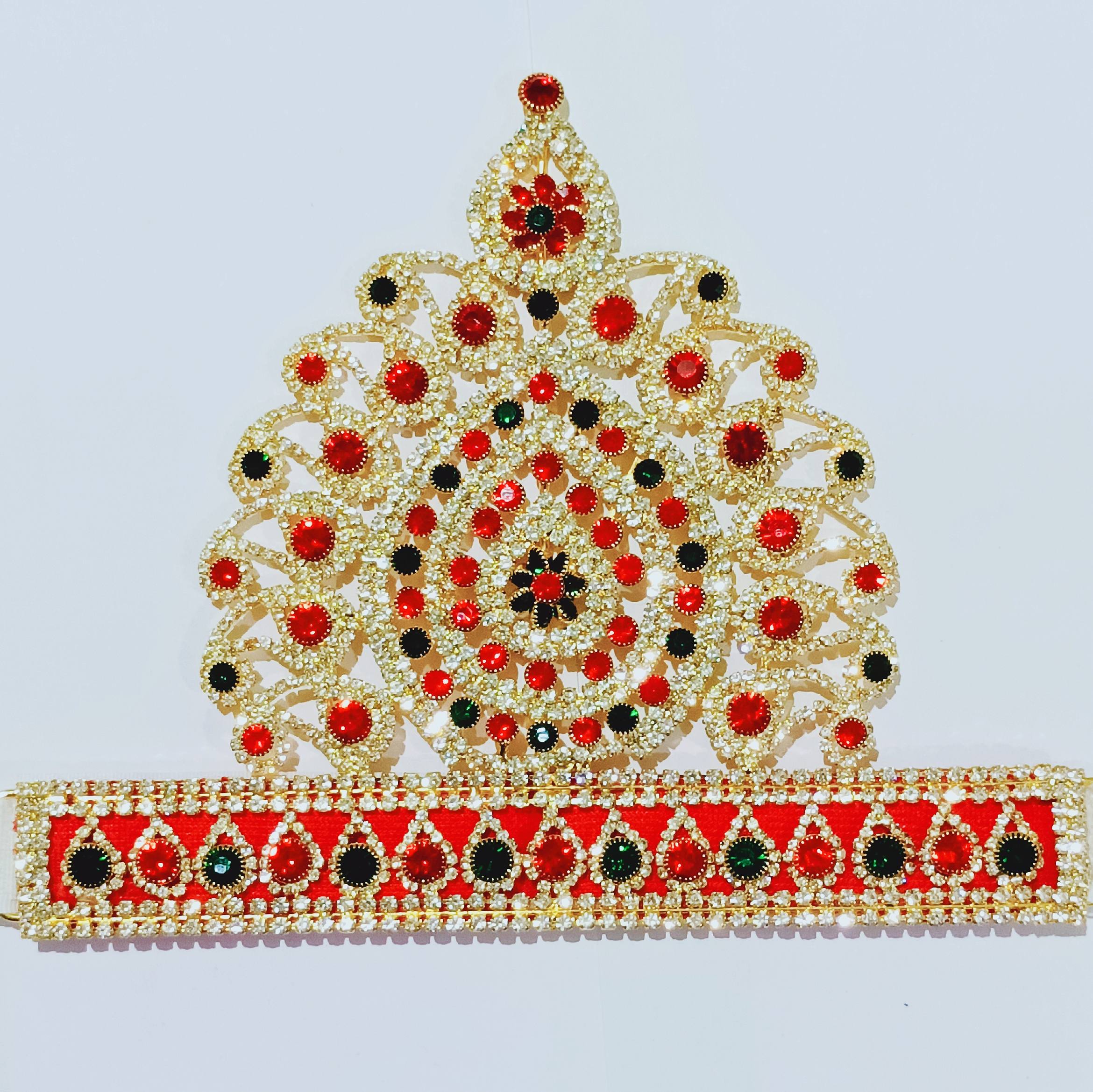 Royal Rhinestone Crown - Stone Mukut For Big God Idol Ram Sita,