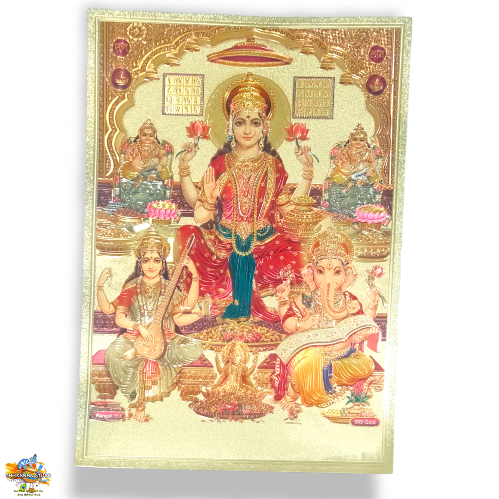 Lakshmi Ganesh Saraswati Poster Sticker For Dhanteras & Diwali