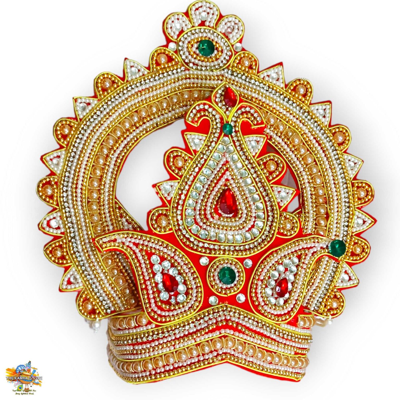 Golden Jari Tez Mukut - Moti Work Heavy Mukut For Big Size Idol