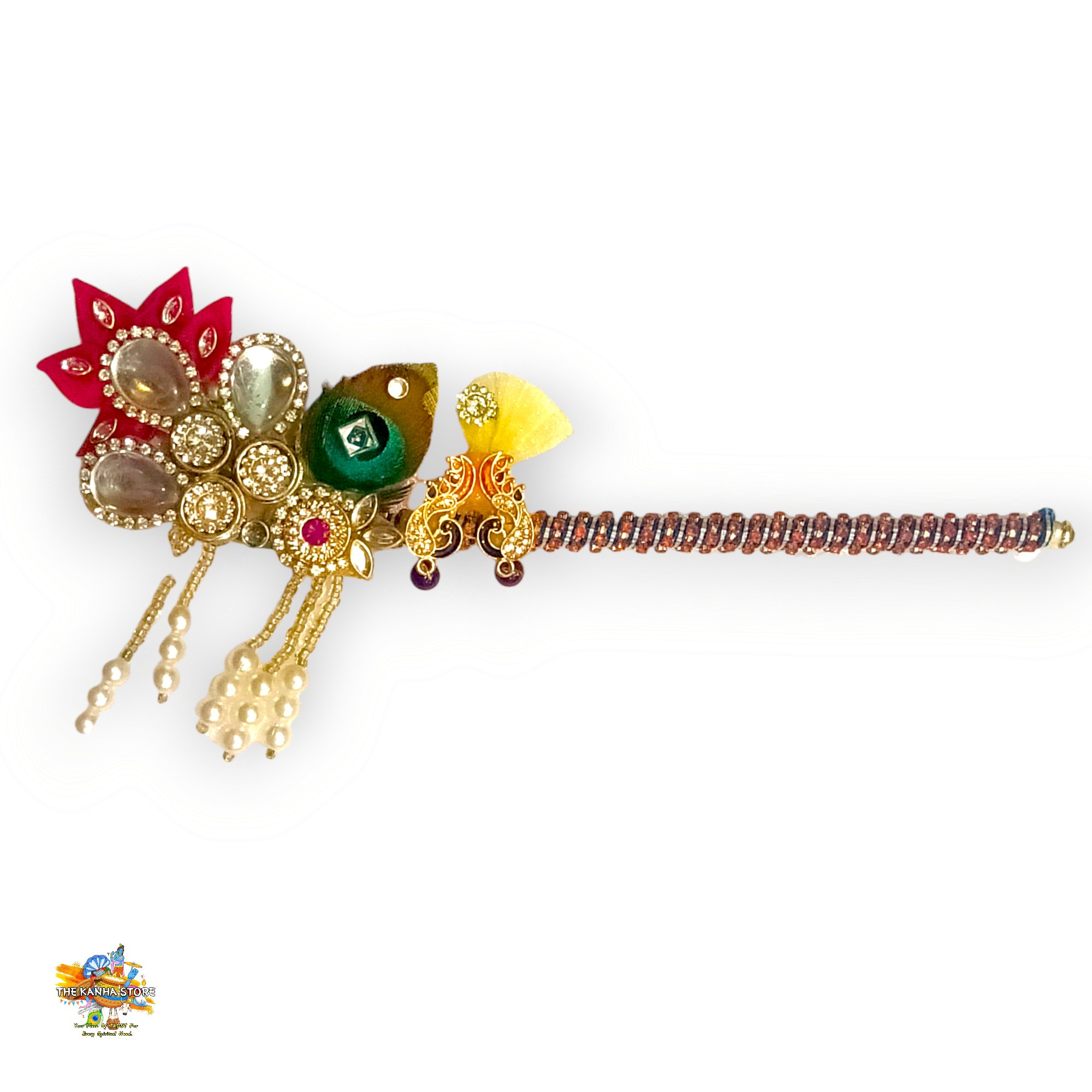Decorated Wooden Bansuri - Flute For Laddu Gopal & Krishna