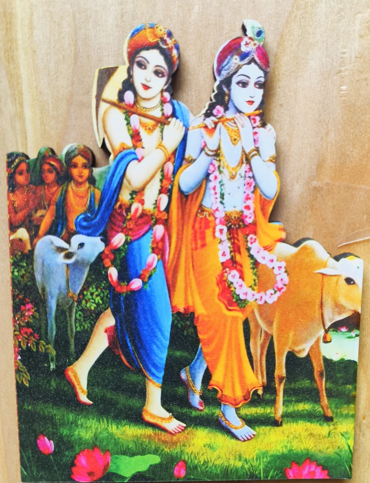 Krishna Balram Gaucharan Leela- MDF Wood with Stand of Bal
